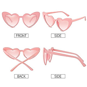 Salfboy Heart Shaped Sunglasses for Women Bride Sunglasses Bachelorette Vintage Cat Mod Wedding Sunglasses（8805-2*pink）