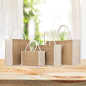 TOPTIE 6 PCS Jute Tote Bags Reusable Burlap Grocery Shopping Bags Bridesmaid Wedding Gift Bag