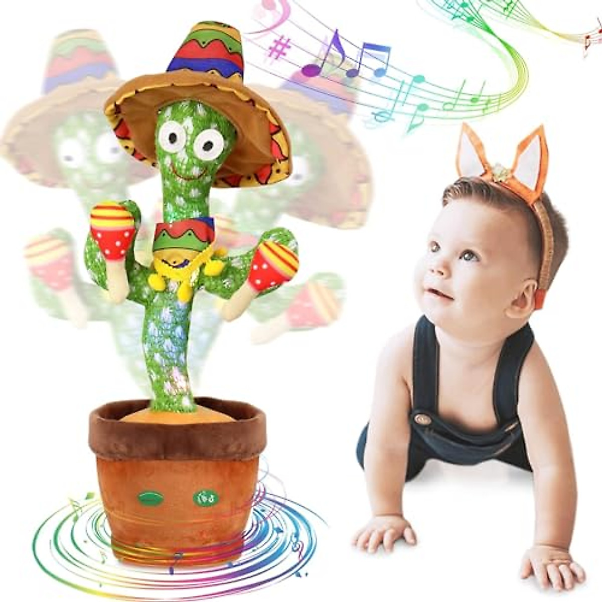 MIAODAM Dancing Cactus Toy Singing, Talking, Repeating Cactus, Funny Electric Dancing Talking Cactus Repeating Toys for Kids, Plush Interactive Toy Figures