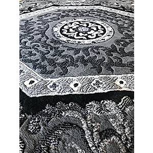 Carpet King Traditional Oriental Octagon Area Rug Grey Black Silver Gray Design 101 (5 Feet 3 Inch X 5 Feet 3 Inch)
