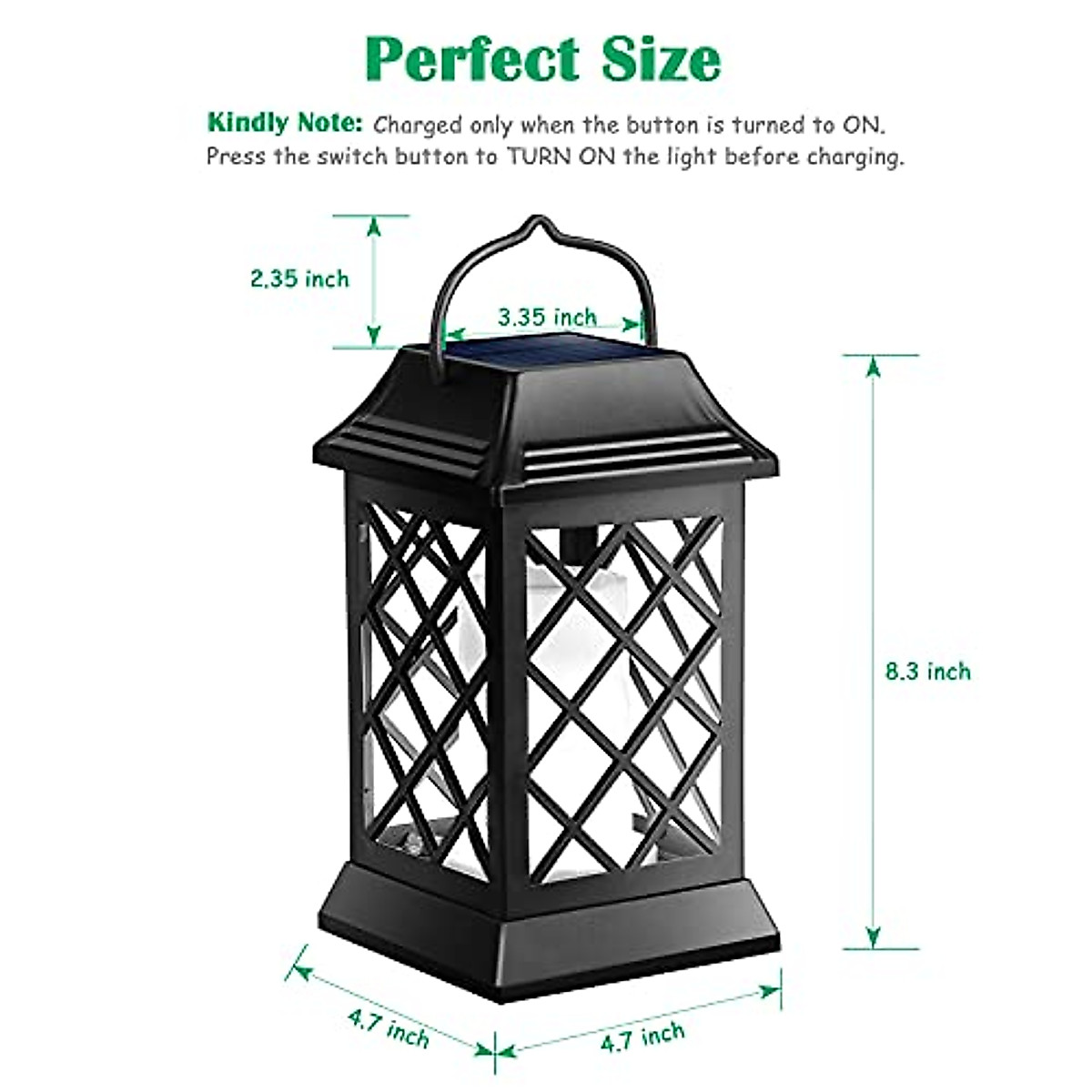 TomCare Solar Lights Outdoor Flickering Flame Metal Solar Lantern Outdoor Hanging Decorative Lanterns Heavy Duty Waterproof Umbrella Decorations Lighting for Patio Garden Deck Yard, 2 Pack (Black)