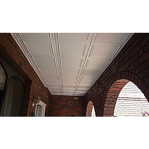 A La Maison Ceilings R24 Line Art Foam Glue-up Ceiling Tile (128 sq. ft./Case), Pack of 48, Plain White