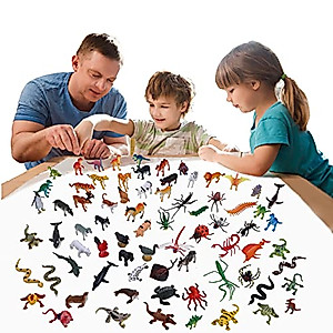 Animal Figures, 72 PCS Realistic Mini Dinosaur Insect Sea Farm Reptile Wild Jungle Animal Toys, Zoo Animals Playset, Cake Topper Party Favors for Kids 1, 2, 3 Year Olds