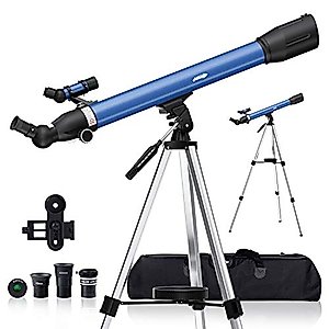 Aomekie Telescope for Adults Astronomy Beginners 700mm Focal Length 234X Magnification Travel Scope Refractor Telescopes with Adjustable Tripod 10X Phone Adapter Erect Finderscope and Carrying Bag