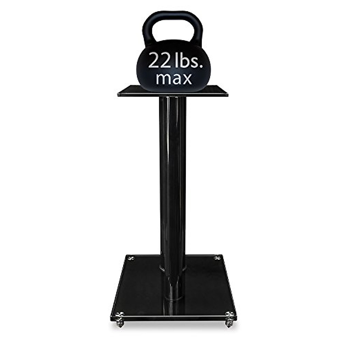 Mount-It! Floor Speaker Stands for Satellite Speakers and Surround Sound (5.1 and 2.1) Systems, Glass and Aluminum, 18 Inches Height, 22 Lbs Weight Capacity, Black