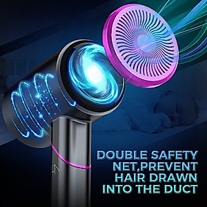 Hair Blow Dryer, Foldable Handle 1800W Ionic Travel Hiar Dryer, Constant Temperature Hair Care Without Hair Damage