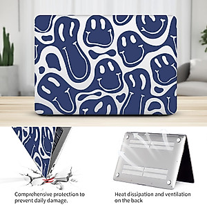 Watbro compatible MacBook Air 13 inch laptop case 2018 2019 2020 Release A2337 M1/A2179/A1932, Retro 70's Smiley pattern case, suitable for MacBook Air 2020 with Touch ID