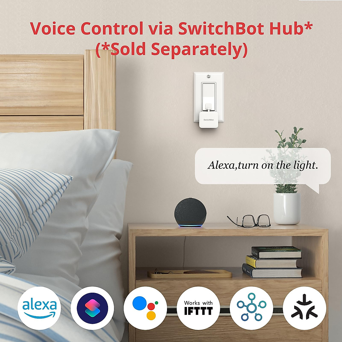 SwitchBot Smart Switch Button Pusher - No Wiring, Bluetooth App or Timer Control, Add SwitchBot Hub Mini to Make it Compatible with Alexa, Google Home, IFTTT (white)