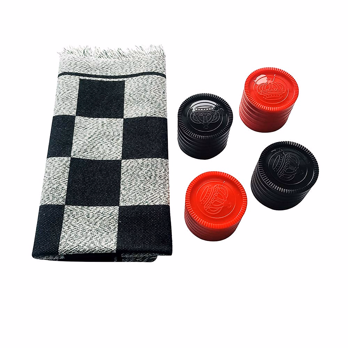 Yuanhe Gaint Checkers Game Set - Large 3 in 1 Checkers Including Tic Tac Toe with Reversible Rug, Calssic Indoor Outdoor Yard Games for Family