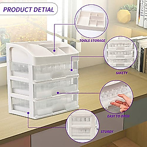 BEIFUMEI Diamond Painting Accessories Storage Containers, Plastic Storage Box with Drawer 111 Slot Individual Containers Desktop Storage Case for Diamond Art Nail Pill Rhinestones Beads Organizer