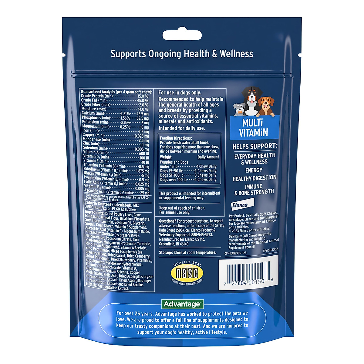 Pet Protect from The Makers of Advantage Vet-Formulated Daily Multivitamin for Dogs | 60 Chews with Vitamins