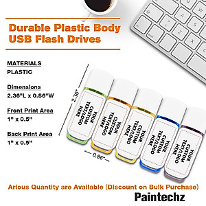 Paintechz Custom USB Flash Drives Bulk 50 Pack, Personalized Thumb Drives with Your Company Logo - Customizable Text - 512MB