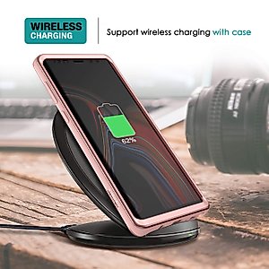 SURITCH Case for Samsung Galaxy Note 9,【Built in Screen Protector】【Support Wireless Charging】 Soft TPU Back Cover+PC Bumper Full Body Protective Case Shockproof for Note 9 Case 6.4"(Rose Gold)
