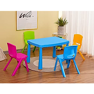 Domi Kids Table and Chair Set,Kids Lightweight Plastic Table and 4 Chairs Set for Reading,Preschool,Drawing,Toddler,Playroom(Enlarge Size