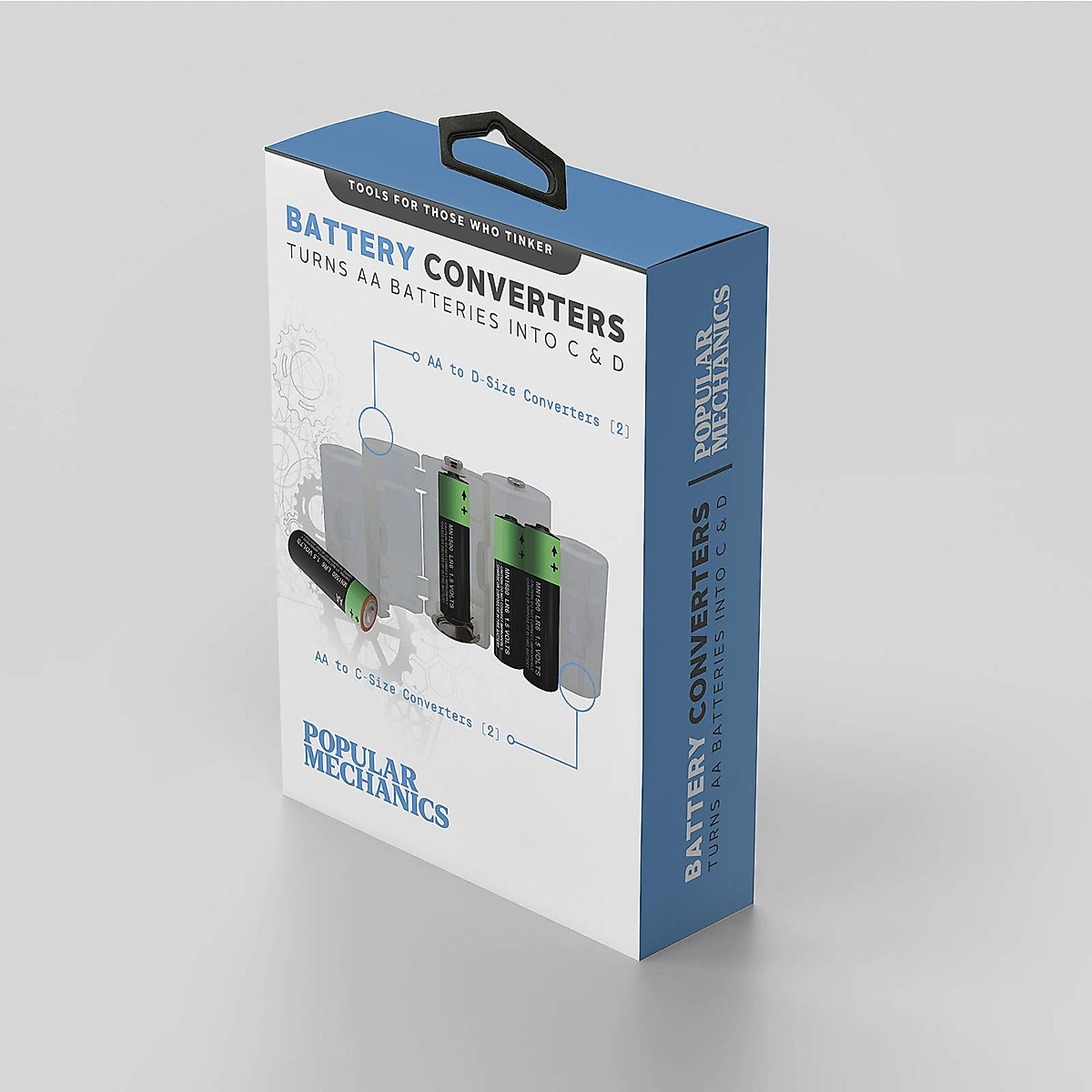 Popular Mechanics Battery Converters - Aa To C & D Size Battery Converter Case - 4 Pack Battery Adapters - Turns Disposable Or Rechargeable Aa Batteries Into C & D