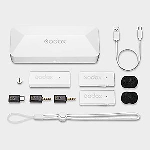 GODOX MoveLink Mini Wireless Mic (2 TX+1 RX+Charging Case), 100m(328ft) Range Wireless Microphones, 2.4GHz Noise Cancelling Mic, Wireless Lavalier Microphone for Record Interview, Vlogs（Type-C）