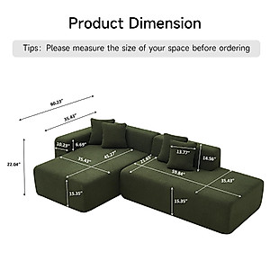 YOOBECH 105.51'' Modular Sectional Sofa Couch for Living Room, Sherpa Fabric L-Shape 5 Seater Modern Style Corner Sofa Couch with Chaise Lounge, Beige Sofa Couch Without Installation
