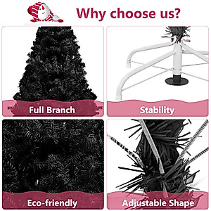 Adiwiid 6ft Halloween Black Christmas Tree with 550 Branch Tips for Home, Office, Party Decoration,Artificial Christmas Tree for Xmas Seasonal Holiday Decoration Indoor Outdoor (Black)