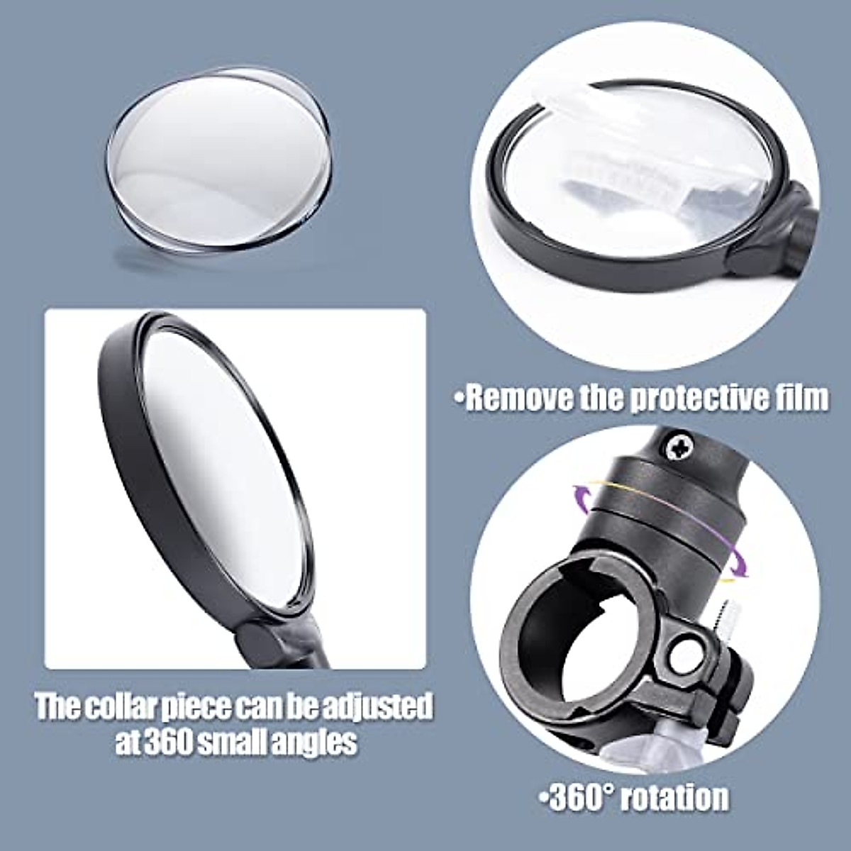 Newlight66 Bike Mirror, Adjustable Handlebar Rear View Mirrors For Mountain Road Bike Bicycle Electric Motorcycle (Black-2PC)