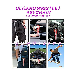 EVERQUEIN Fashionable Keychain Wristlet Strap,Women Wristlet Keychain Lanyard Accessories for Key,Wallet,Wrist,Jeans Decor,Lanyard Wristlet Keychain for Men (PVC-Pink)