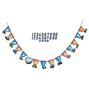 Hot Wheels Wild Race Jumbo Add-An-Age Letter Banner - 10.5' x 10" (Pack Of 1) - Multicolor Customizable Paper Birthday Decorations