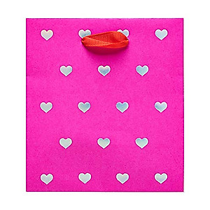Papyrus 5" Small Gift Bags (Pink Stripes and Hearts) for Birthdays, Bridal Showers, Baby Showers and All Occasions (6 Bags)