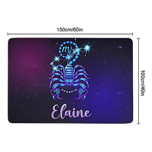 Custom Scorpio Area Rugs with Name,Constellation Astrology Zodiac Sign Carpet,Personalized Non-Slip Coral Velvet Floor Mats for Bedroom Home Decorative,60x40 in