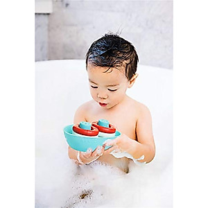 Ubbi Boat & Buoys Bath Toys, Includes 1 Boat and 4 Buoys, Bath Time Toys for Toddlers,Cyan,red,White