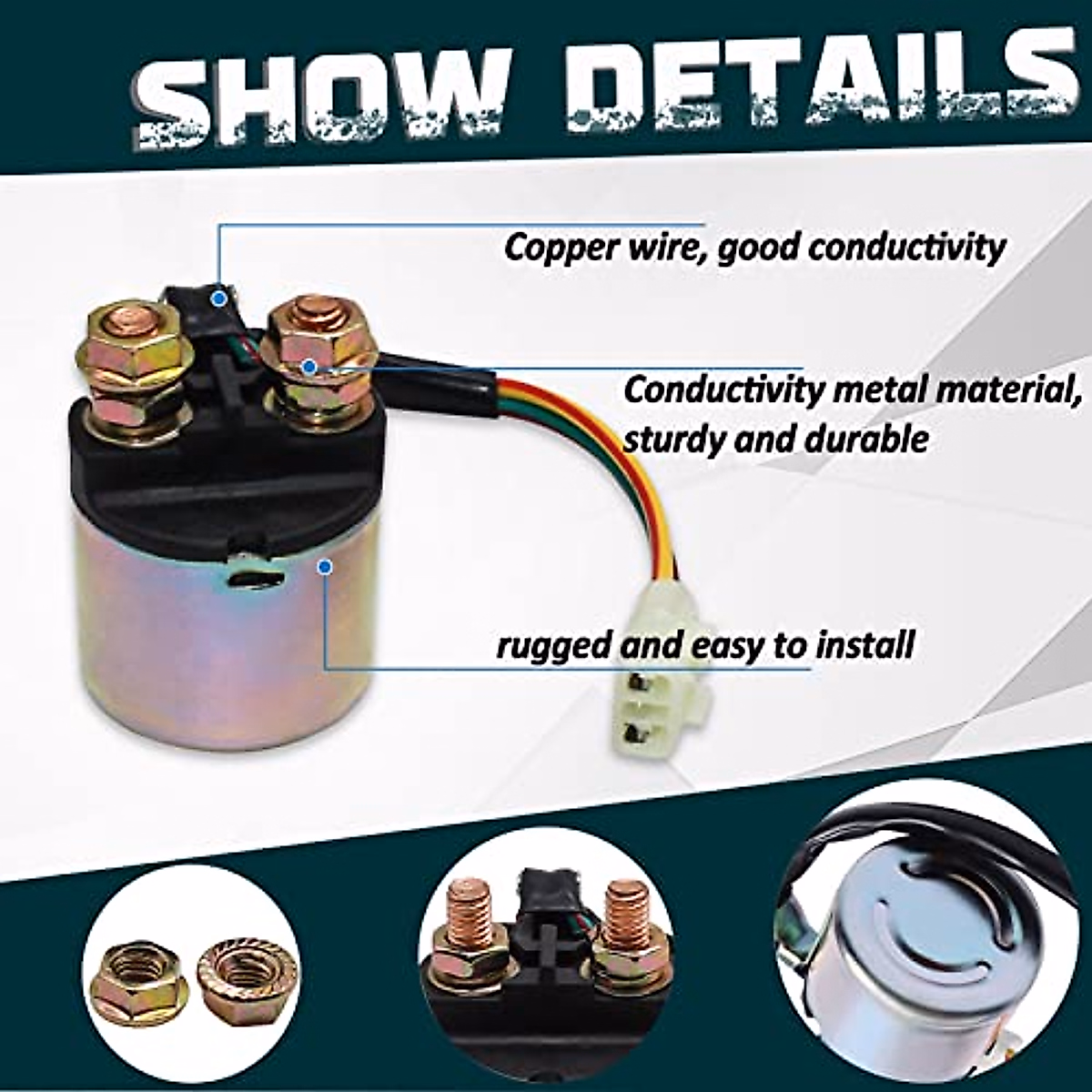 Starter Solenoid Relay for Honda TRX350 Fourtrax Rancher 350 2000-2006 / TRX400 Fourtrax Foreman 400 1995-2003 ATV