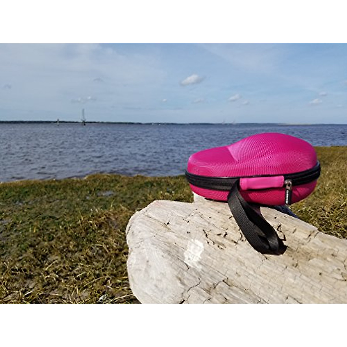 CASEBUDi Large Hard Headphone Case | Compatible with Sony, Sennheiser, Beats & More | Pink Ballistic Nylon