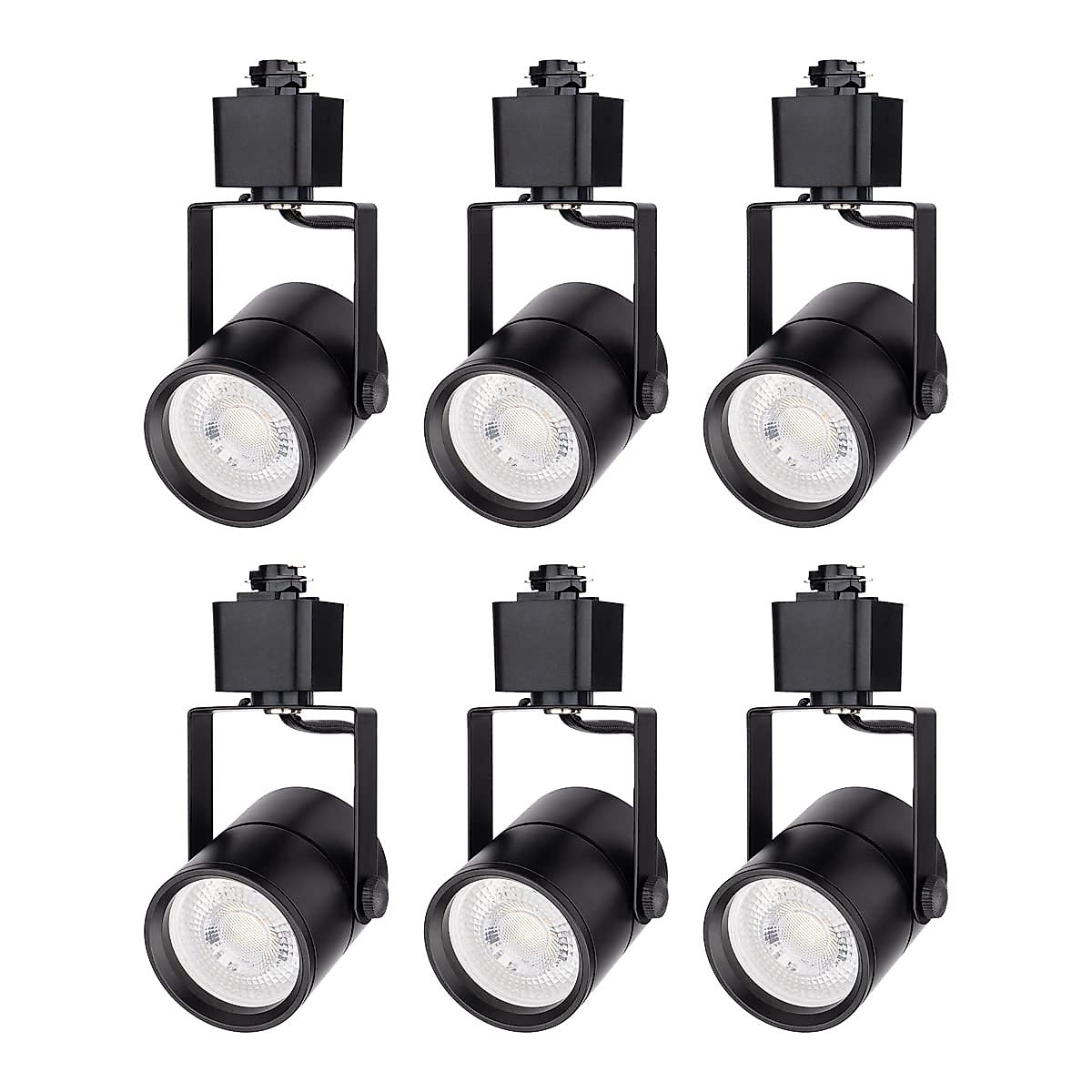 mirrea Bulb Replaceable LED Track Lighting Heads for Black H Type Rail Cylinder Ceiling Spotlight with 8W GU10 Bulb 90 CRI 3000K Warm White 38° Beam Angle Pack of 6