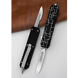 Tenchilon TQ38 Aluminium Alloy Scalpel Pocket Knife with Clip, Small EDC Telescopic Retractable Box Cutter 20pcs Carbon Steel Blades Box Cutter, Precision Craft DIY Knife for Office Home Arts