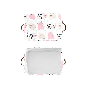 Deven Pig Cow Sheep Personalized Large Storage Baskets for Organizing Shelves with Handle,Closet Decorative Storage Bins for Bathroom,Nursery,Home 1 Pack