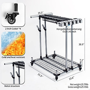 QTJH Heavy duty garden tool organizer garage storage holder storage large long farming tools lawn tool metal rack shovel and rake organizer