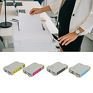 4Pcs Ink Cartridge, PP 4 Colors Disposable Printer Cartridge, Built in Chip and Ink Bag Structure, for Print Photos, Test Papers, Documents