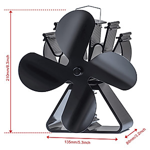 Wood Stove Fan Heat Powered Fan 4 Blade Fireplace Fan for Wood Burning Woodstove Eco Friendly Silent Efficiently