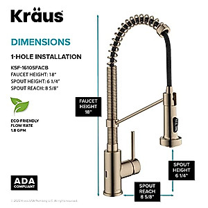 KRAUS Bolden Touchless Sensor Commercial Style 2-Function Single Handle Pull-Down Kitchen Faucet in Spot-Free Antique Champagne Bronze, KSF-1610SFACB