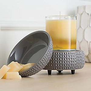 Candle Warmers Etc 2-In-1 Candle and Fragrance Warmer For Warming Scented Candles or Wax Melts and Tarts With To Freshen Room, Slate