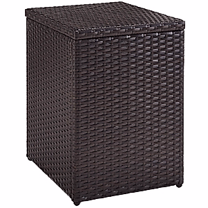 Crosley Furniture Palm Harbor Wicker Outdoor Side Table for Patio, Deck, Porch, Brown