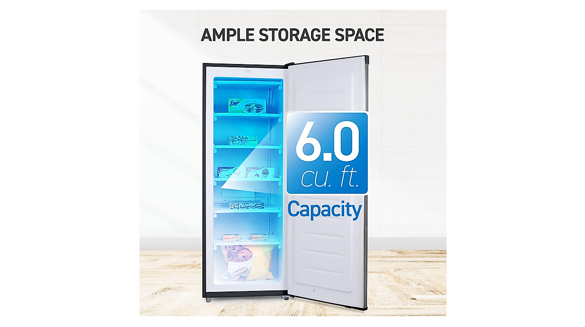 Commercial Cool Upright Freezer 6 Cu Ft with Reversible Door