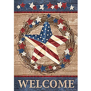 Briarwood Lane Americana Barnstar Patriotic Garden Flag Welcome Primitive 12.5" x 18"