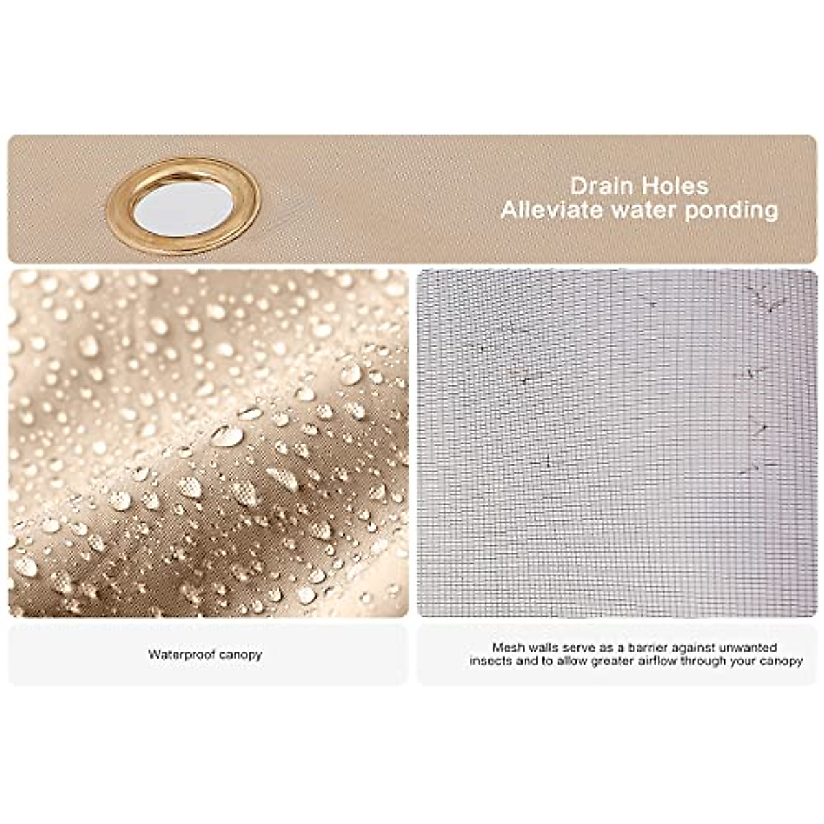 COOSHADE 11x11Ft Easy Pop Up Gazebo Tent Instant Outdoor Canopy Shelter with Mosquito Netting Walls(Beige)