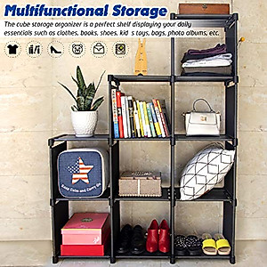 TOPNEW 9 Cube Storage Shelves DIY Closet Organizers and Storage Black Cube Bookcase in Living Room, Bedroom, Kid’s Room for Books, Clothes, Toys, Shoes and Daily Necessities