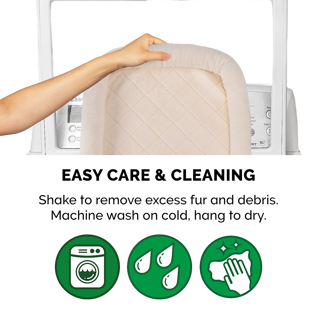 Furhaven Dog Bed for Medium/Small Dogs & Indoor Cats, 100% Washable, Sized to Fit Crates - Sherpa Fleece Bolster Crate Pad - Cream, Medium