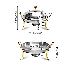 Stainless Chafing Dish Buffet Set with Visible Lid,Food Tray and Fuel Holder for Parties Buffet (Diameter: 28 CM),Gold