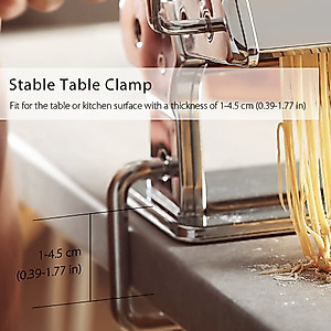 Pasta Machine, ISILER 9 Adjustable Thickness Settings Pasta Maker, 150 Roller Noodles Maker with Aluminum Alloy Rollers and Cutter for Pasta, Spaghetti, Fettuccini, Lasagna