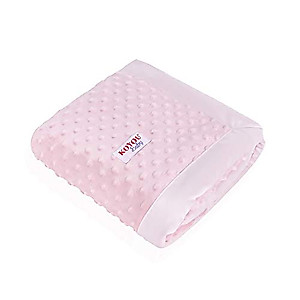 KOYOU Baby Pink Super Soft Minky Plush Reversible Double Layer 30" x 35" Baby Blanket with Dotted Backing and Silky Trim