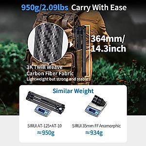 SIRUI Carbon Fiber Tripod Lightweight 2lbs with Panoramic Video Head, 59.8” Compact Camera Tripod Quick Release Leg Setup, Reversible Center Column, Reverse Folding Legs, Max Load 11lbs - Traveler X