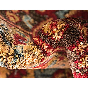 Unique Loom Sahand Collection Traditional Geometric Classic Red Round Rug (8' 0 x 8' 0)