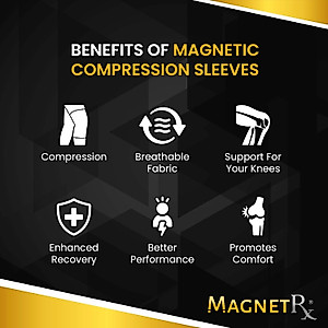 MagnetRX® Magnetic Knee Compression Sleeve - (2-Pack) Knee Support with Magnets for Knee Support & Recovery - Magnet Knee Brace Support (Medium)